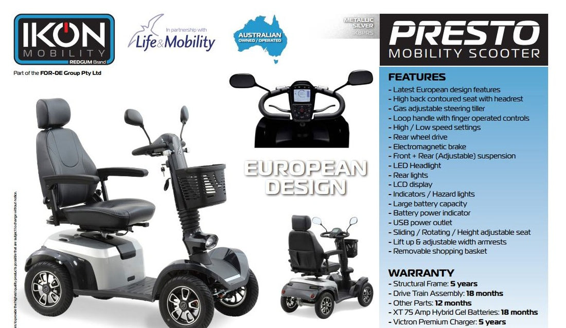 Ikon Presto Mobility Scooter SWL 160kg – capeabilitiesshop